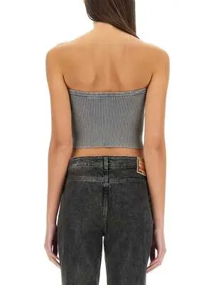 DIESEL® Ribbed Knit Tube Top With Cut-out Detail