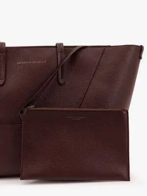 Brunello Cucinelli Double Handle Leather Shoulder Bag - Red
