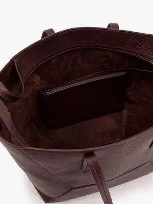 Brunello Cucinelli Double Handle Leather Shoulder Bag - Red