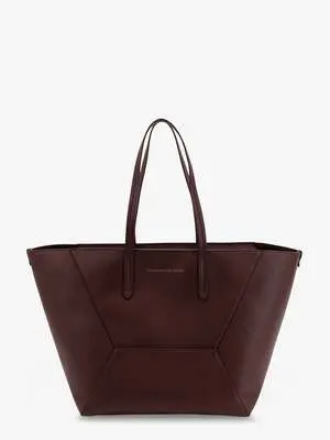 Brunello Cucinelli BRUNELLO CUCINELLI Double Handle Leather Shoulder Bag Red