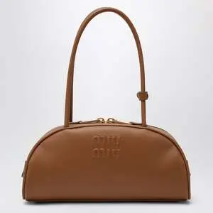 Miu Miu Medium Shoulder Bag In Cognac Leather - Brown