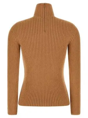 Max Mara Aral1234 Ribbed Stretch Wool And Cashmere Blend Turtleneck Sweater