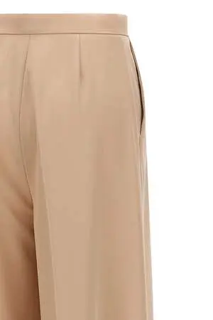 Max Mara Ninfa" Wool Gabardine Wide Leg Pants - Cream