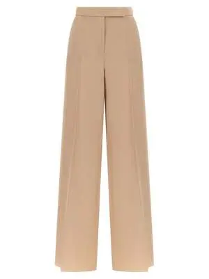 Max Mara MAX MARA "Ninfa" Wool Gabardine Wide Leg Pants Cream