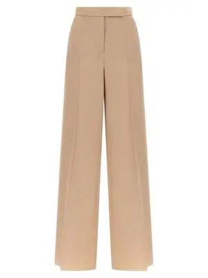 Max Mara MAX MARA "Ninfa" Wool Gabardine Wide Leg Pants Cream