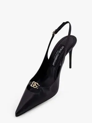 Dolce & Gabbana Leather Pump With Metal Dg Logo - Multicolor
