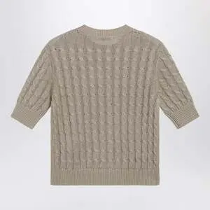 Max Mara Cable Knit Linen Crewneck Sweater - Brown