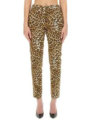 Moschino Animal Patterned Viscose And Wool Blend Pants