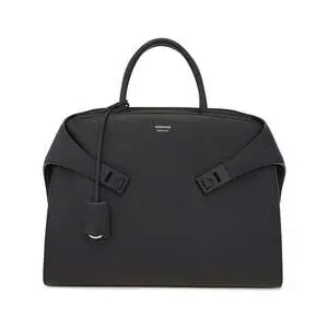 FERRAGAMO Calf Leather Laptop Bag - Black