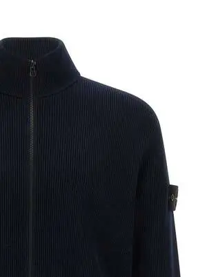 Stone Island 5100126 Ribbed High Neck Zip-up Sweater