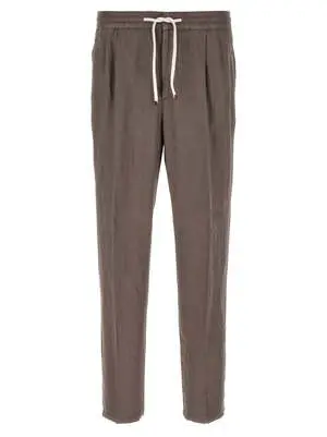 Brunello Cucinelli Garment-dyed Linen Gabardine Trousers