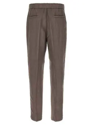 Brunello Cucinelli Garment-dyed Linen Gabardine Trousers