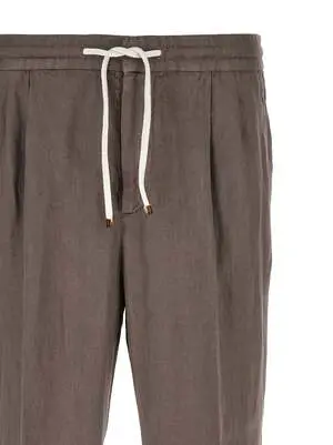 Brunello Cucinelli Garment-dyed Linen Gabardine Trousers