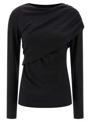 Isabel Marant Étoile Asna Draped Wool Jersey Top - Black