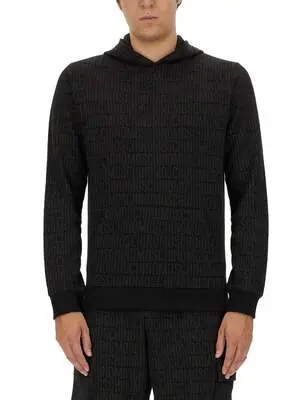 Moschino All-over Logo Cotton Blend Hoodie - Black