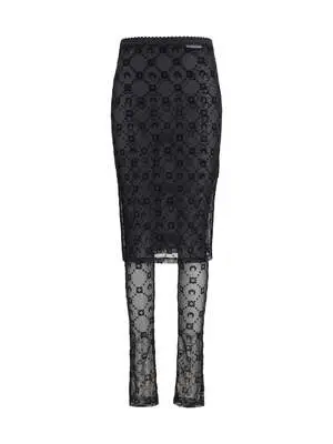 MARINE SERRE Moonogram Mesh Flock Pant-skirt - Black