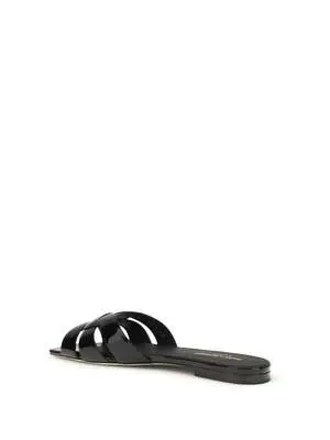Saint Laurent Tribute Patent Leather Sandals - Black