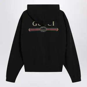 Gucci Zip Hoodie In Cashmere Blend With Logo Print