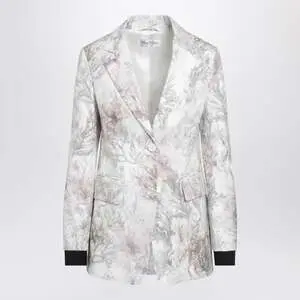 Max Mara Slim Printed Organza And Cotton Gabardine Blazer - Multicolor