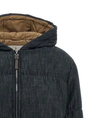Brunello Cucinelli Quilted Down Jacket With Denim Effect
