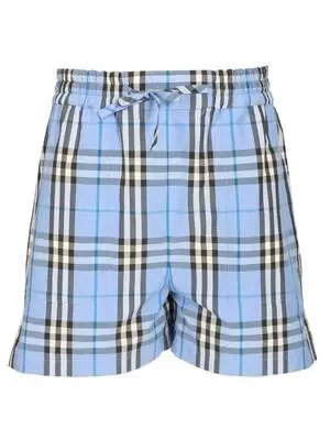 Burberry Check" Cotton Shorts - Blue