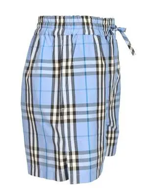 Burberry Check" Cotton Shorts - Blue
