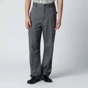 Dries Van Noten Herringbone Trousers - Black