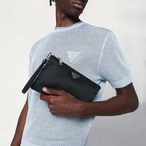 Prada Re-nylon Envelope Clutch With Saffiano Leather Trim