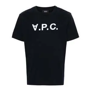 A.p.c. Organic Cotton T-shirt With Flocked Logo - Blue