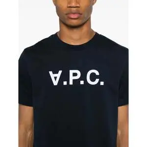 A.p.c. Organic Cotton T-shirt With Flocked Logo - Blue