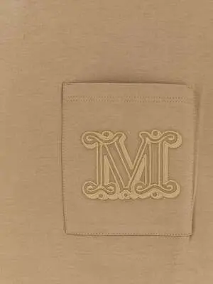 Max Mara Cotton Crewneck T-shirt With Monogram Pocket
