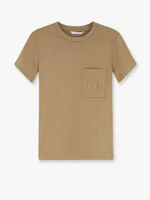 Max Mara MAX MARA Cotton Crewneck T-Shirt With Monogram Pocket Multicolor