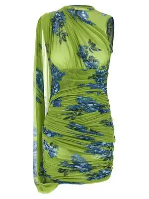 Magda Butrym Pf25 Dress 24' Floral Print Ruched Midi Dress - Green