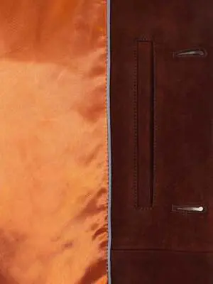 Paul Smith Pleated Nubuck Leather Trucker Jacket - Brown