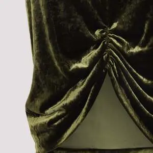 Valentino Garavani Viscose Velvet Pencil Midi Skirt With Draped Front - Green