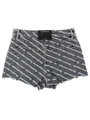 Alexander Wang All Over Logo Denim Shorts - Gray
