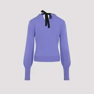 LANVIN Grosgrain Detail Wool Jumper - Blue