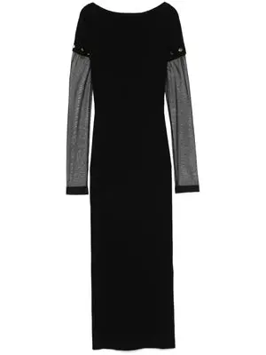 Sportmax Knitted Boat Neck Long Dress With Detachable Sheer Sleeves - Multicolor