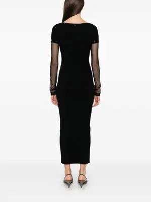Sportmax Knitted Boat Neck Long Dress With Detachable Sheer Sleeves - Multicolor