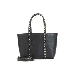 Valentino Garavani Calf Leather Shoulder Bag With Studs - Black
