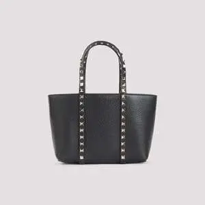 Valentino Garavani Calf Leather Shoulder Bag With Studs - Black