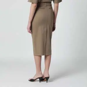 THELATEST Cognac Cotton Pencil Skirt