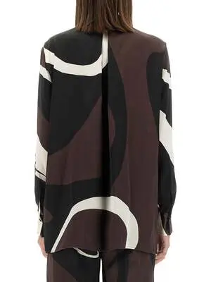 Kiton Printed Silk Shirt - Brown