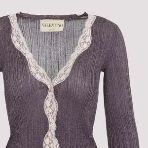 Valentino Garavani Ribbed Lurex Cardigan