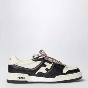 Fendi Leather Sneakers With Ff Logo Laces - Black