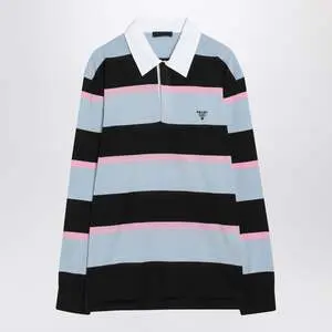 Prada Striped Polo In Silk And Cotton