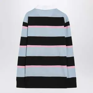 Prada Striped Polo In Silk And Cotton