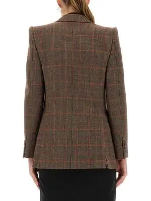 Chloé Plaid Wool Tailored Jacket - Brown
