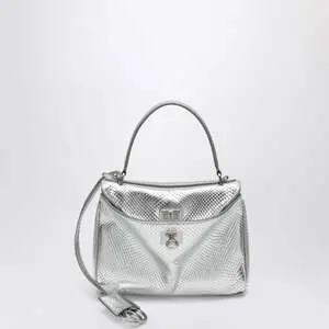 Balenciaga Mini Rodeo Bag In Shiny Leather With Python Print - Silver