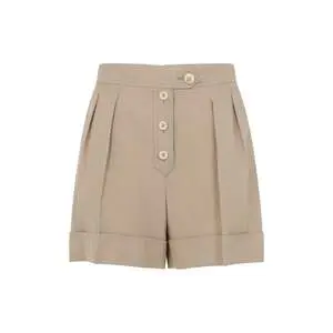 Valentino Garavani VALENTINO Beige Viscose And Linen Shorts Multicolor
